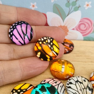 25x Butterfly Wing Print Cabochon, 20mm Butterfly Cabochons, Printed ...
