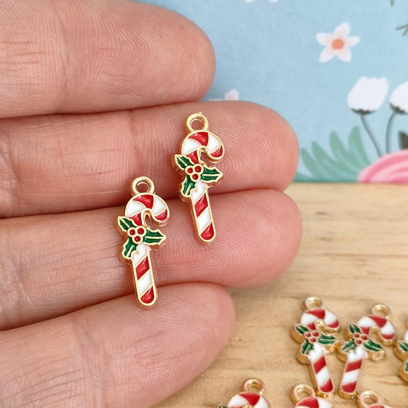 Enamel Candy Cane Charms - Etsy UK