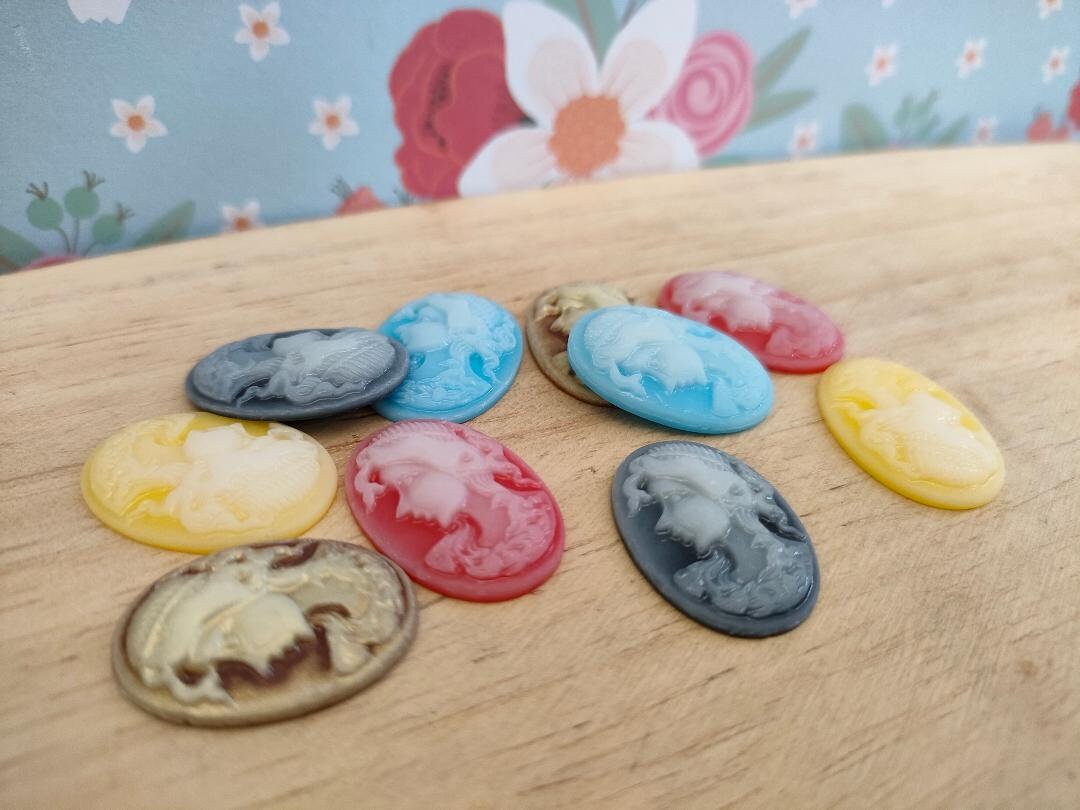 10x Cameo With Lady Vintage Resin Cameos With Face Oval - Etsy