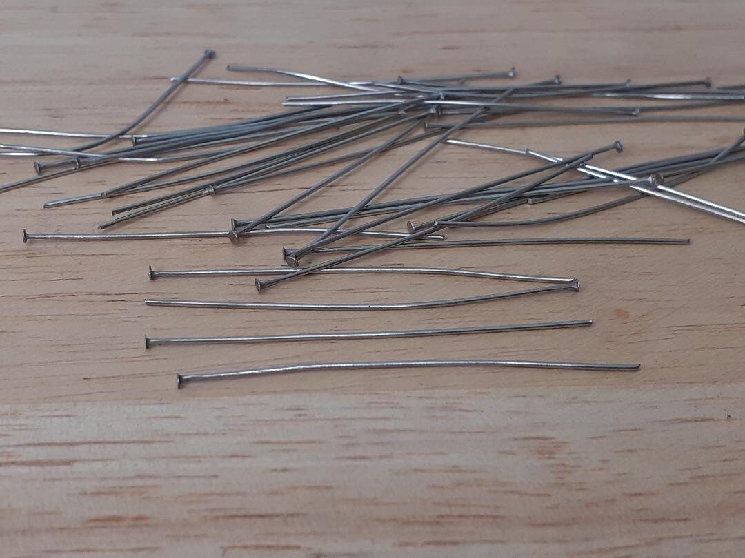 100x 304 Stainless Steel Flat Head Pins for Jewellery 50mm | Etsy