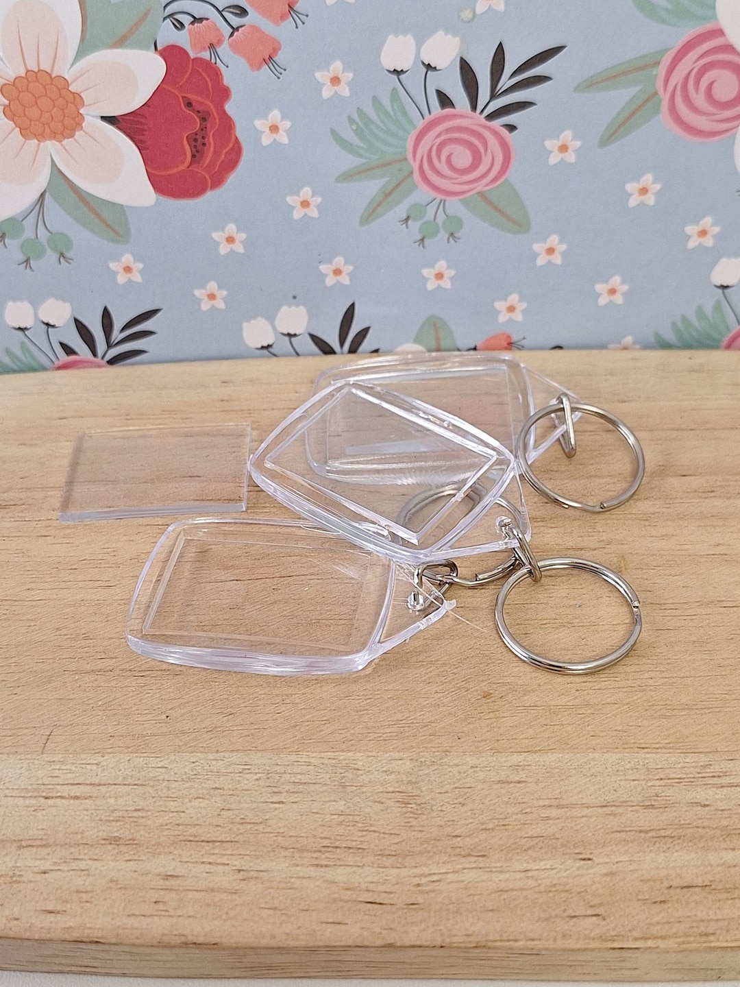 Clear Acrylic Blank Keyrings (5pcs), Small Key Ring on Split Ring, 35mm ...