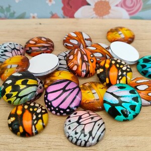 25x Butterfly Wing Print Cabochon, 20mm Butterfly Cabochons, Printed ...