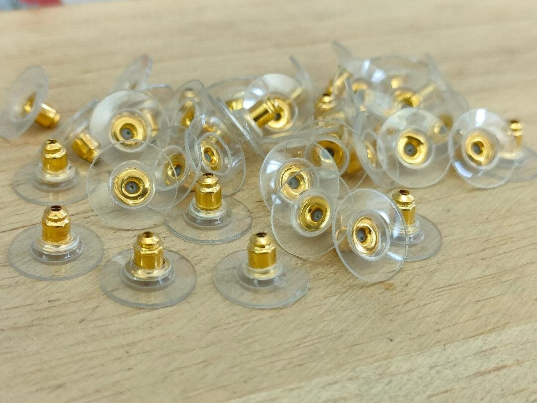 20x 304 Stainless Steel Gold Colour Bullet Clutch Earring Backs, With ...