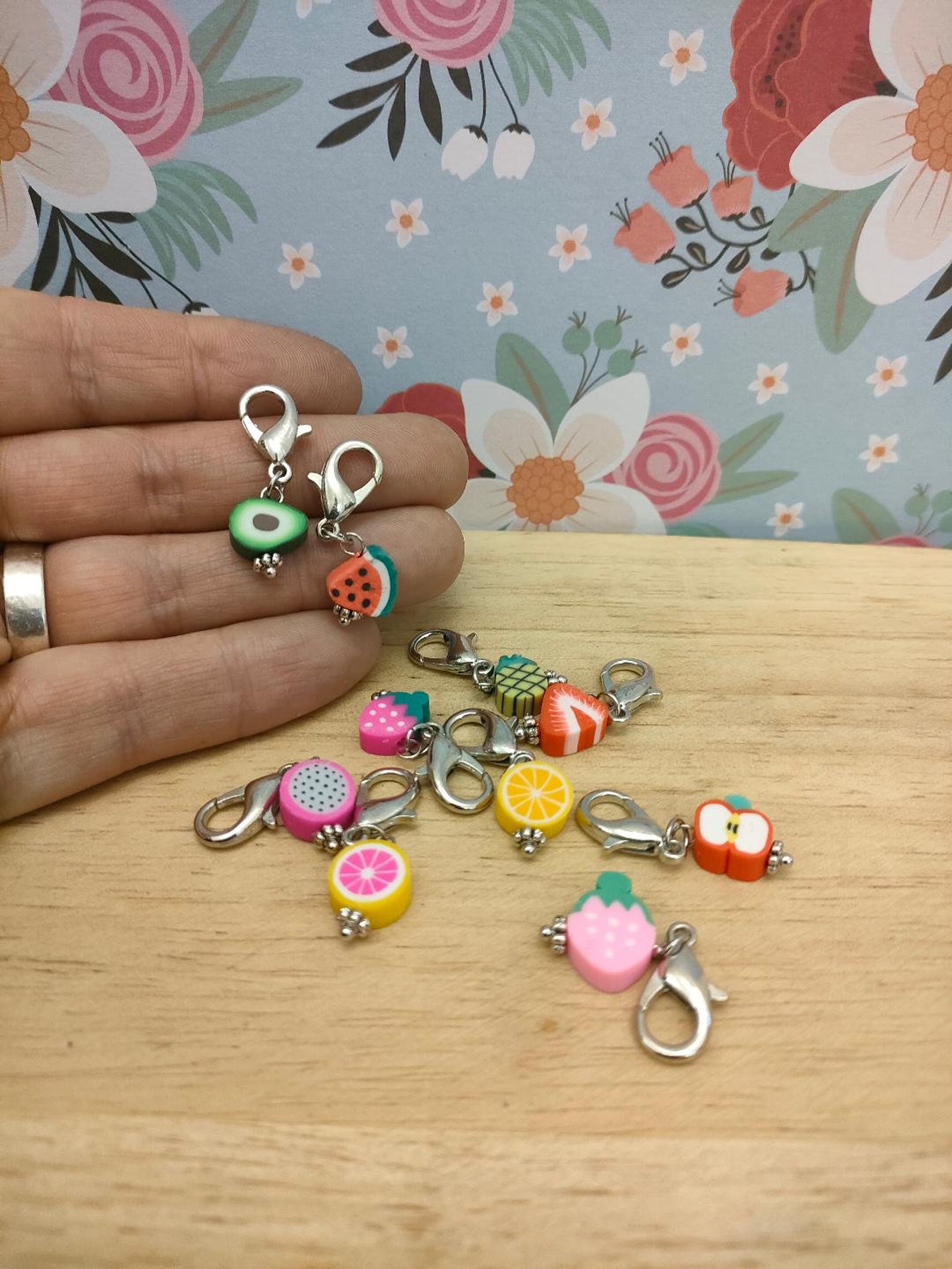 10x Pcs Fruit Themed Stitch Markers, Polymer Fruit Crochet Stitch ...