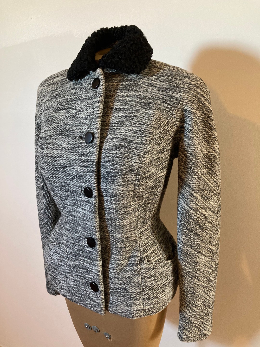 Vintage 1950s Gray Structured Coat - Etsy