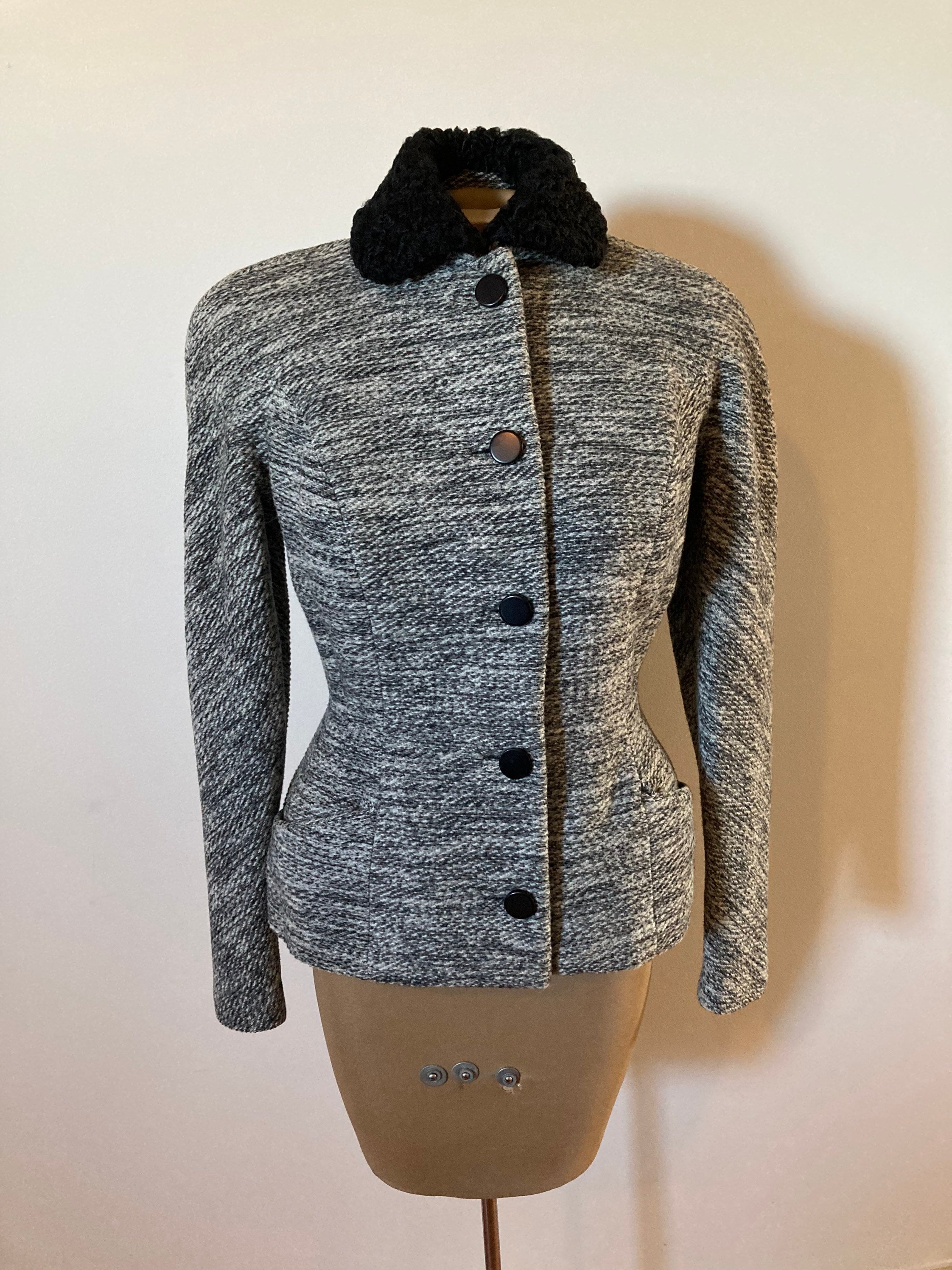 Vintage 1950s Gray Structured Coat - Etsy