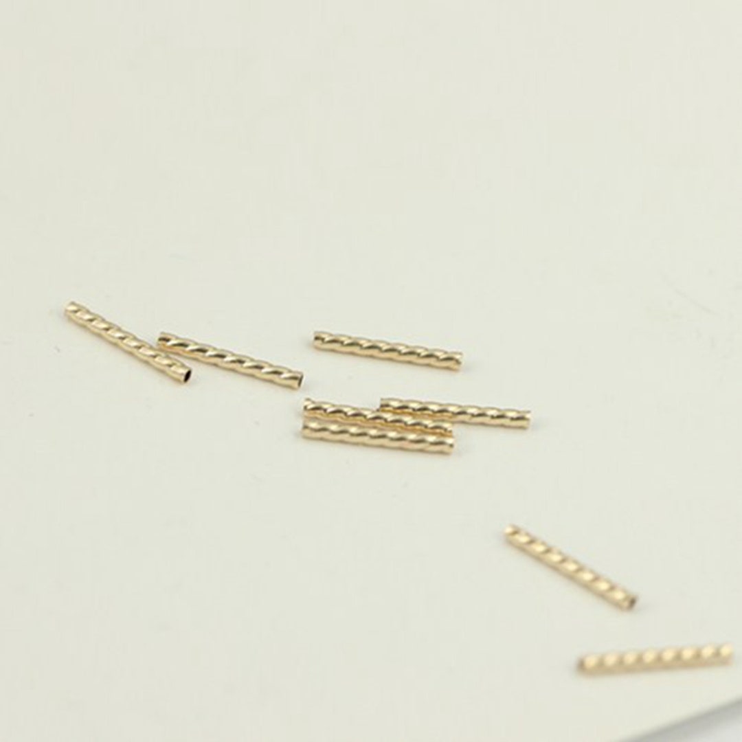 14K Gold Filled Straight Cut Twist Tube Beads, Gold Filled Twist Tube ...