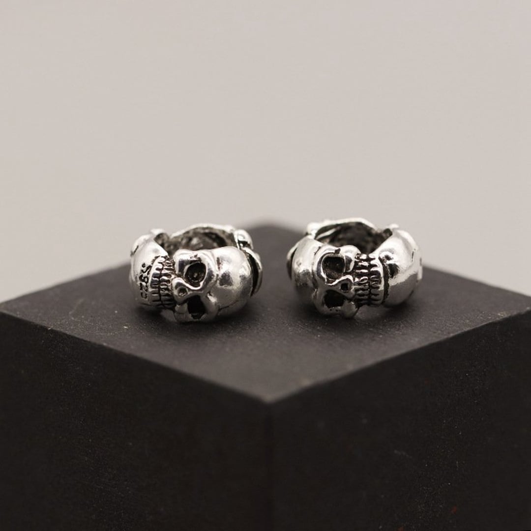 Sterling Silver Skull Beads, Jack Skellington Bead, Skeleton Ring Bead ...
