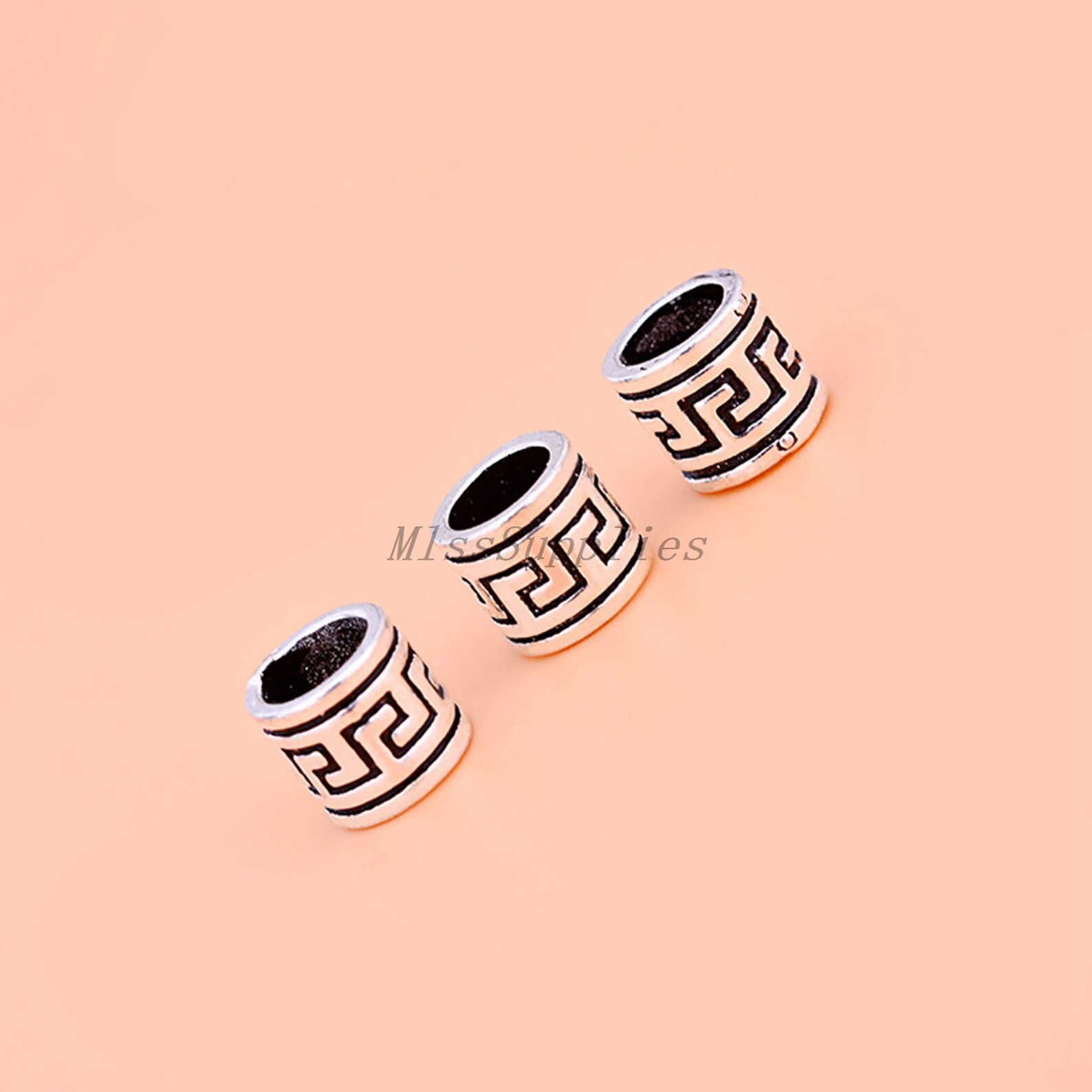 Sterling Greek Key Beads, Meander Bead,greek Pattern Bead,greek Fret ...
