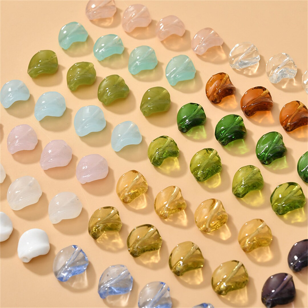 Colorful Glaze Spiral Leaf Beads, Willow Leaf Bead, Nature Bead, Plant ...