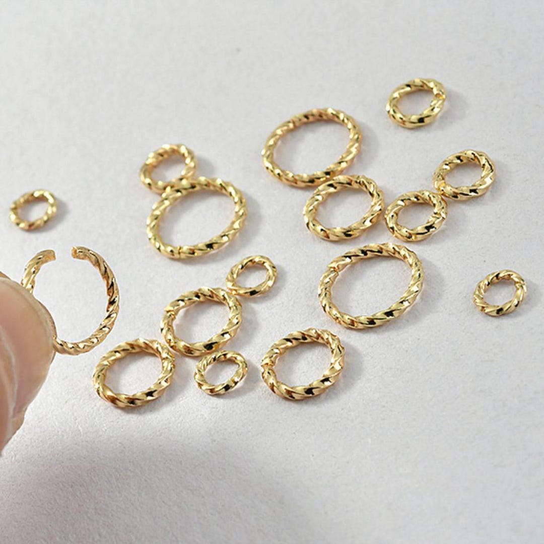 14K Gold Plated Twist Round Jump Ring, Open Jump Ring, Twist Jump Ring ...