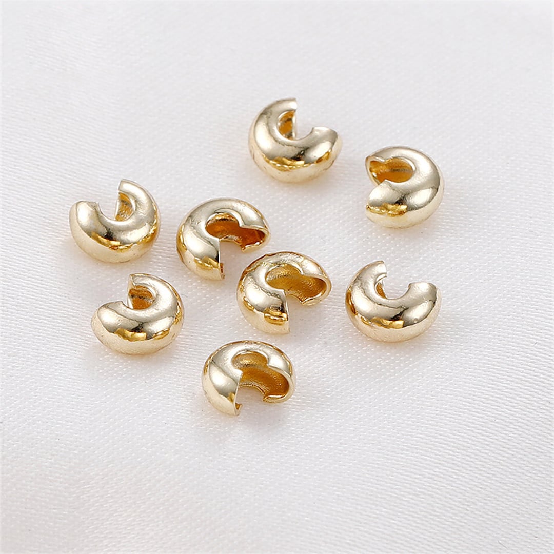 14K Gold Plated Crimp Covers 2.5mm 3mm 4mm 5mm, Gold Tone Jewelry ...