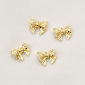 14K Gold Plated Bow Charm Pendant, Bow Knot Bracelet, Ribbon Necklace ...