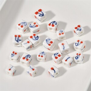 Porcelain Cherry Cube Beads, Ceramic Beads, Fruit Ceramic Beads ...
