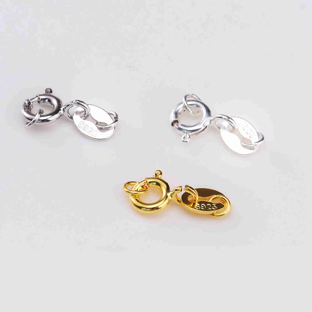 Sterling Silver Spring Rings With Oval Tag Set, S925 Silver Ring Clasp ...