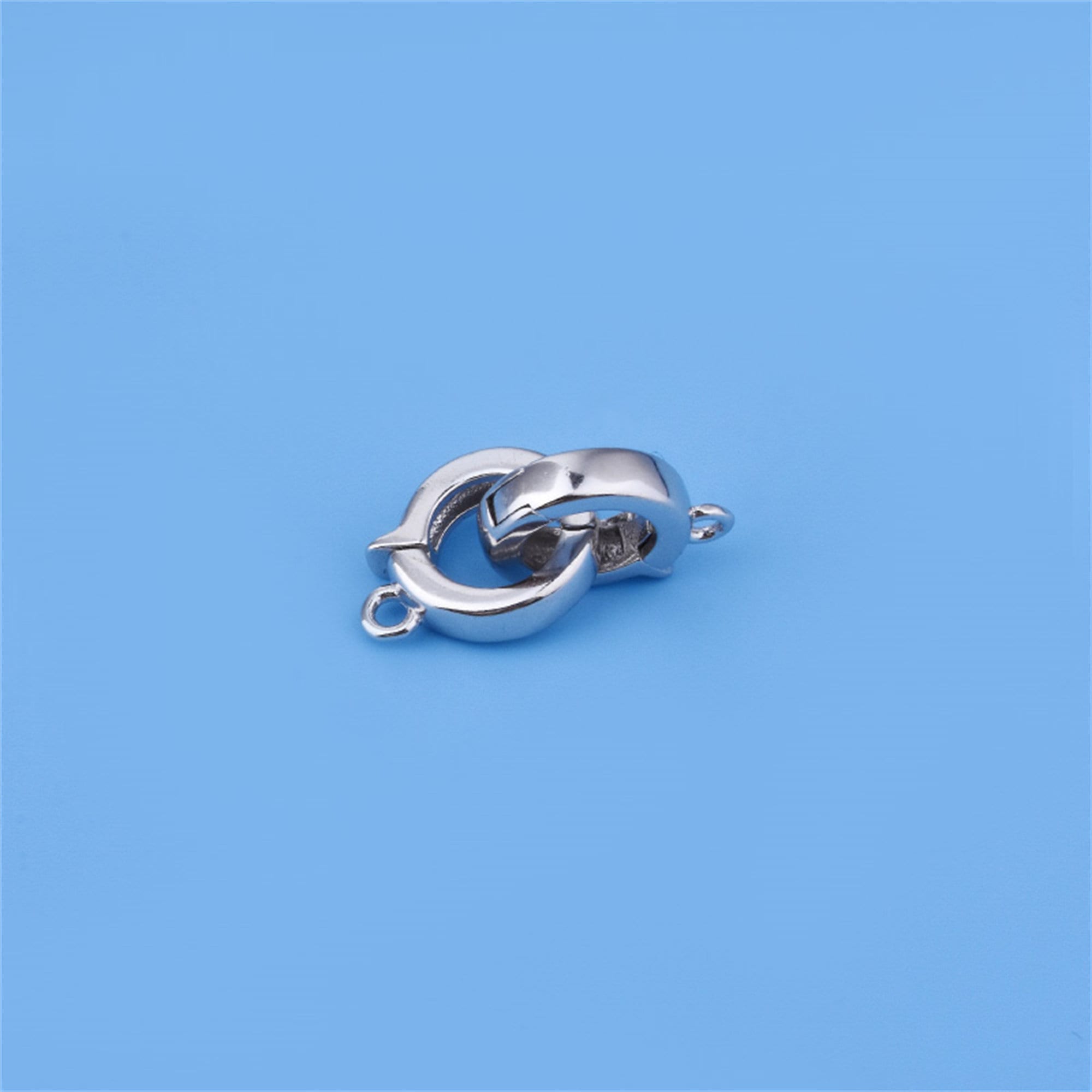 Sterling Silver Round Hinged Ring Push Gate Clasp With Loop, S925 ...