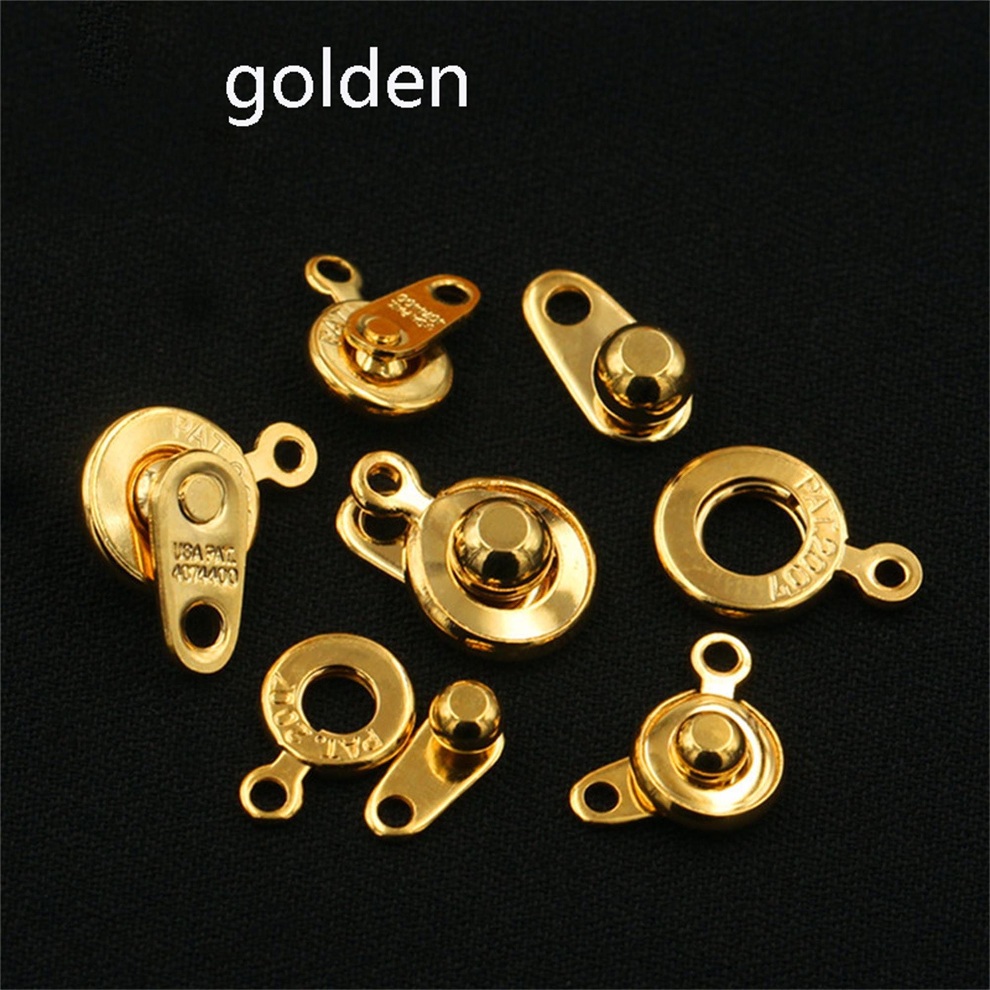 14K Gold Plated Snap Clasp, Gold Tone Ball Socket Clasp, Round Button ...