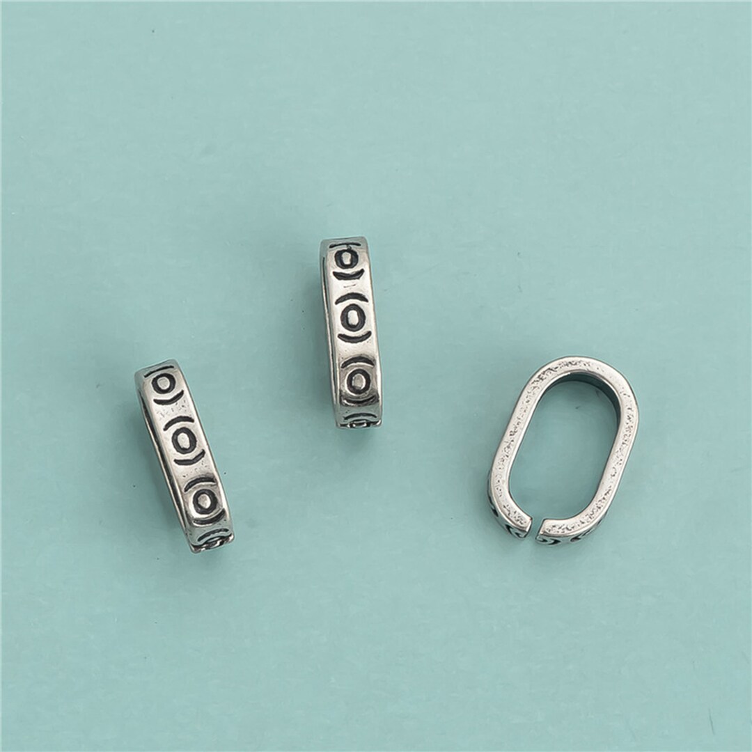 Sterling Silver Oval Jump Ring W/ Engraved Eye Pattern, S925 Silver ...
