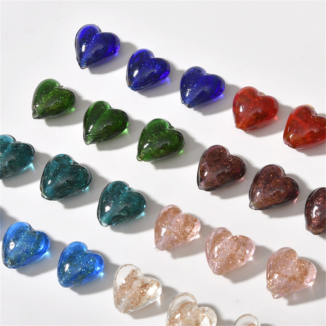 Crystal Glass Heart Beads, Colorful Glass Heart Beads, Crystal Heart ...