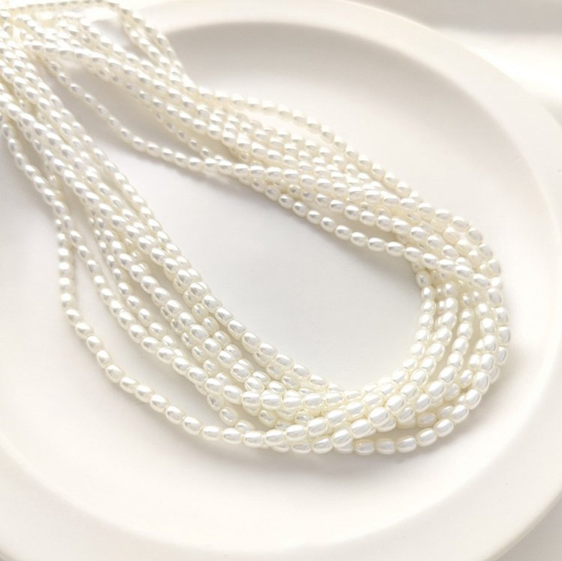Natural Mother of Pearl Shell Beads Full Strands, Natural Rice Shell ...