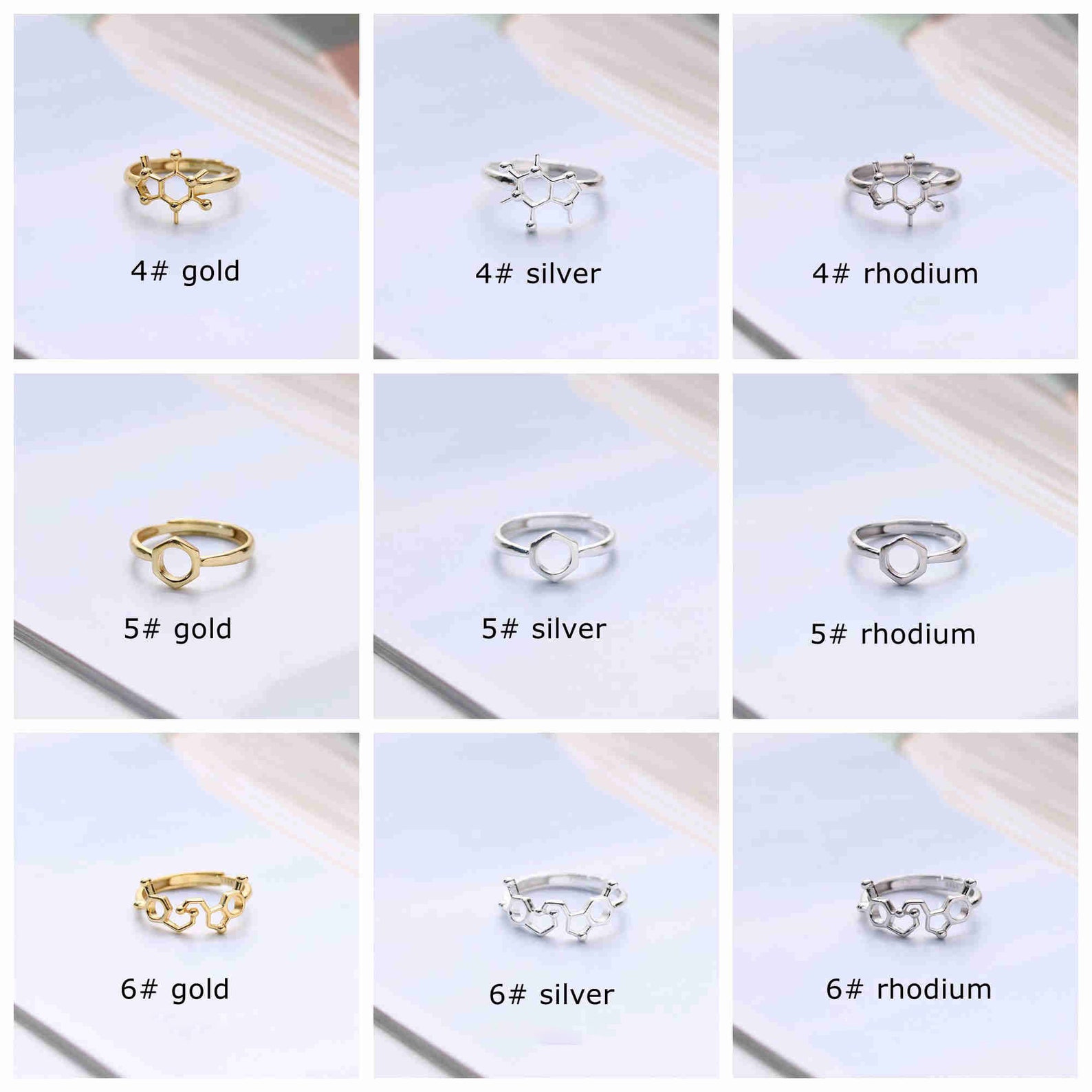 Sterling Silver Elements Science Ring, RNA Ring Jewelry, Adjustable ...