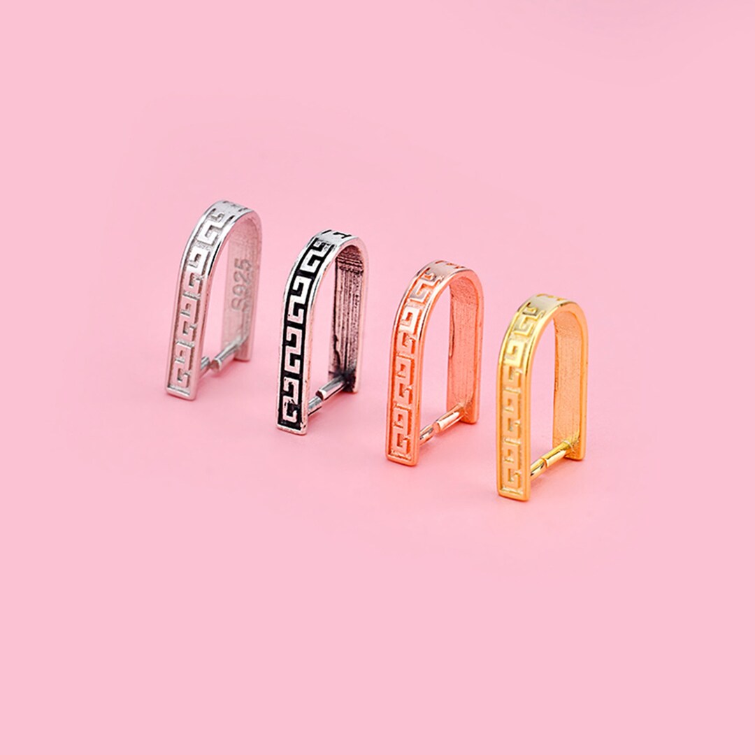 Sterling Silver Greek Key Pinch Bails, S925 Silver Charm Pinch Bail for ...