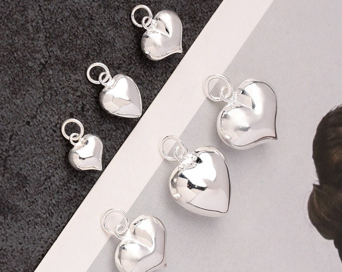 Sterling Silver Chequer Heart Charm Pendant, Valentine's Day Bracelet ...