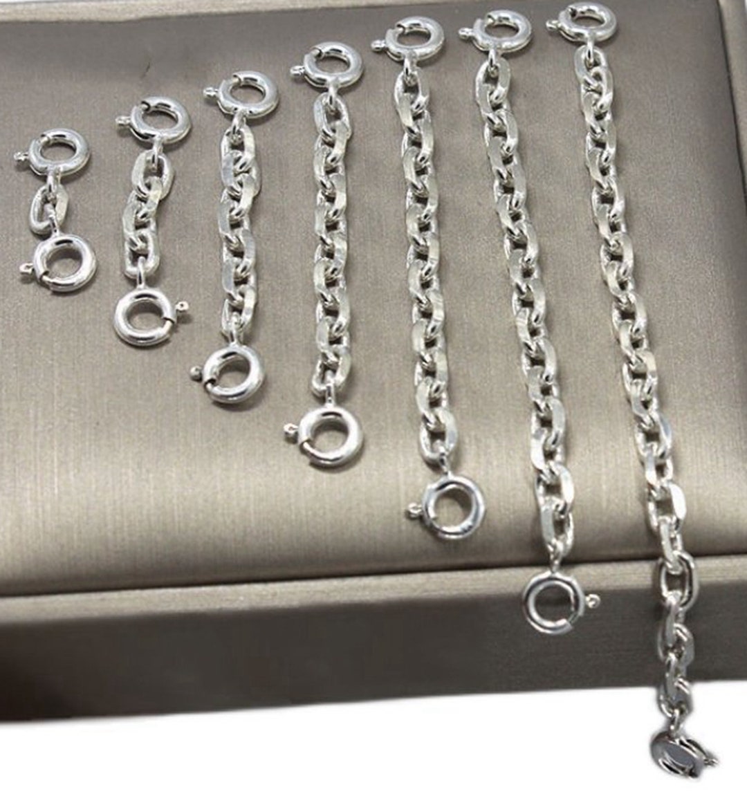 Sterling Silver Cable Chain Extensions With Spring Clasp, 925 Silver ...