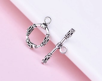 5 Sterling Silver Small Toggle Clasps, Circle 6mm 8mm, 925 Silver ...