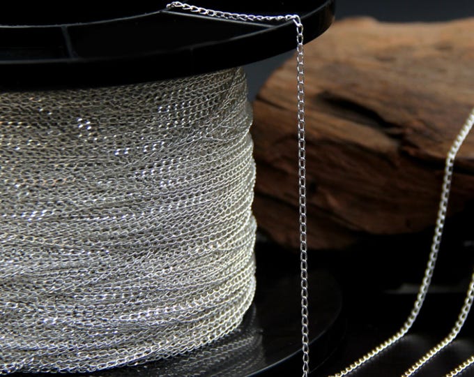 Sterling Silver Flat Cable Chain, Bulk Hammered Cable Chain, Unfinished ...