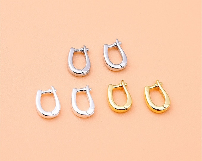 Sterling Silver Hinged Push Clasps, S925 Silver Oval Ring Clasp, Spring ...