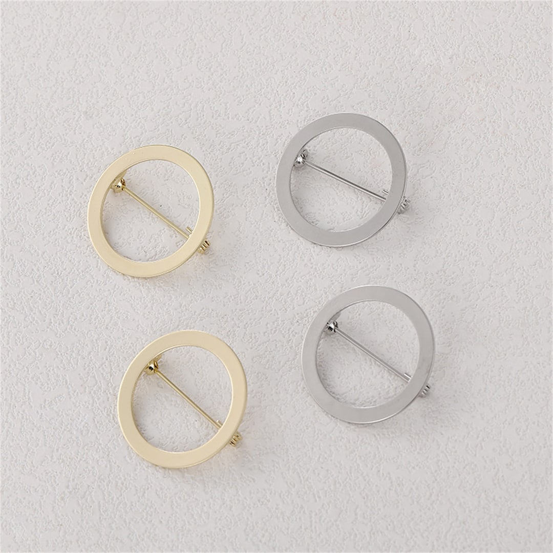 14K Gold Plated Round Brooch Pin, Hollow Circle Brooch, Safety Pin ...