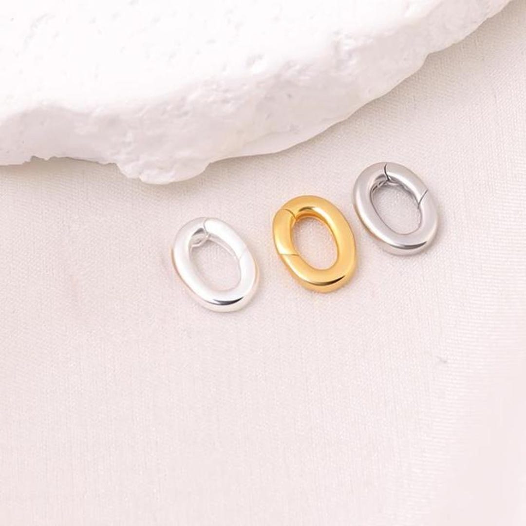 Sterling Silver Oval Hinged Ring Push Gate Clasps, S925 Silver Spring ...