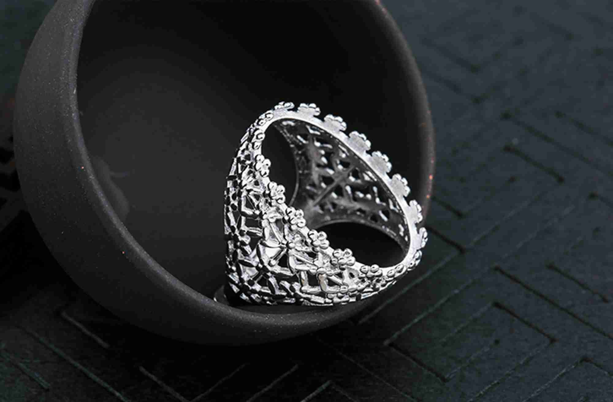 Sterling Silver Flower Ring Setting S925 Silver Oval Bezel - Etsy