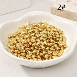 14K Gold Rice Beads, Oval Beads, Rice Bead, Loose Gem Beads, Bracelet ...