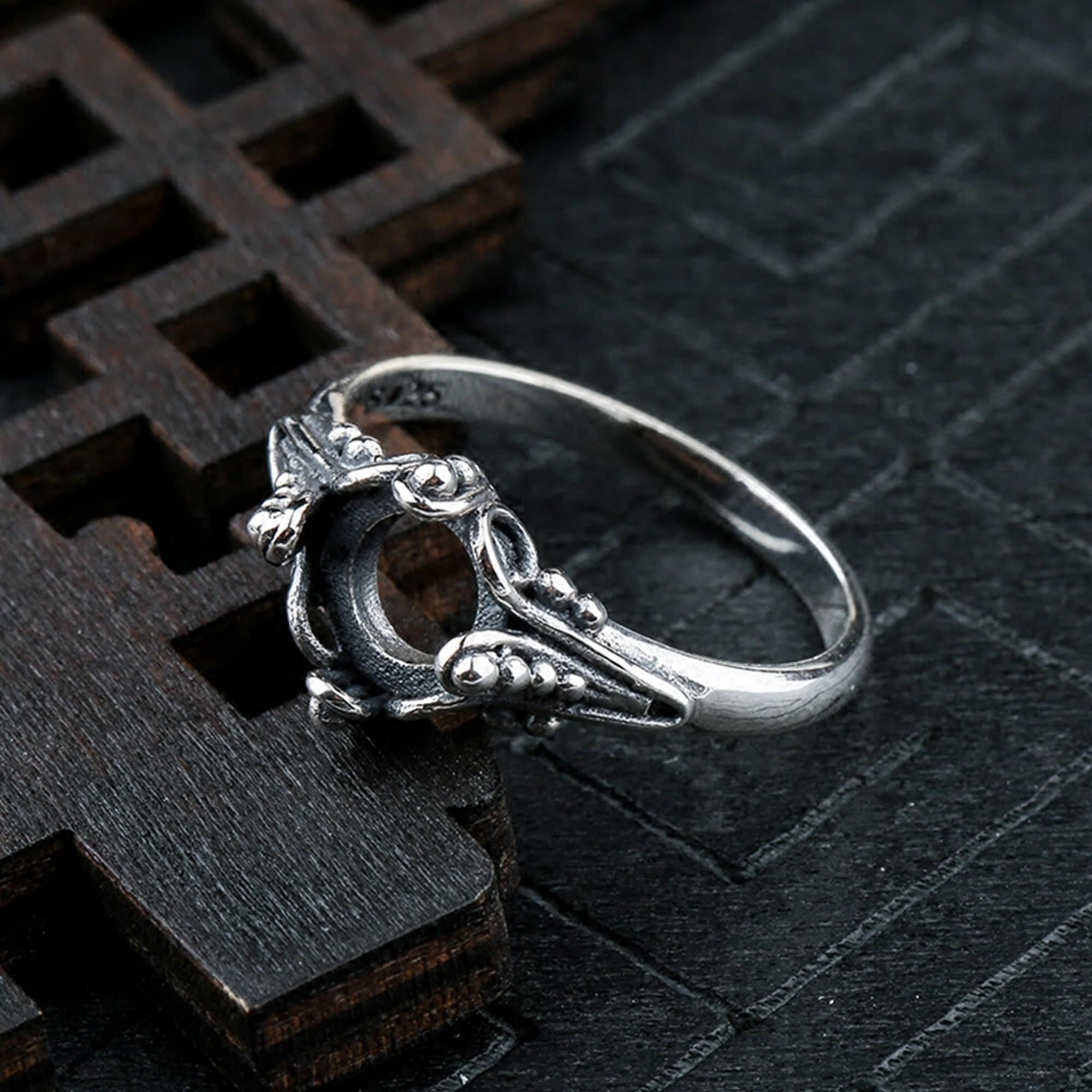 Sterling Silver Ring Setting s925 Silver Round Bezel Cup | Etsy