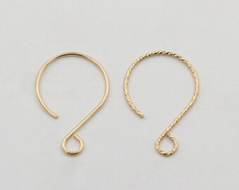 2 Pairs 14K Gold Filled Circle Ear Wires With 3mm Bead, Round Ear Wire ...