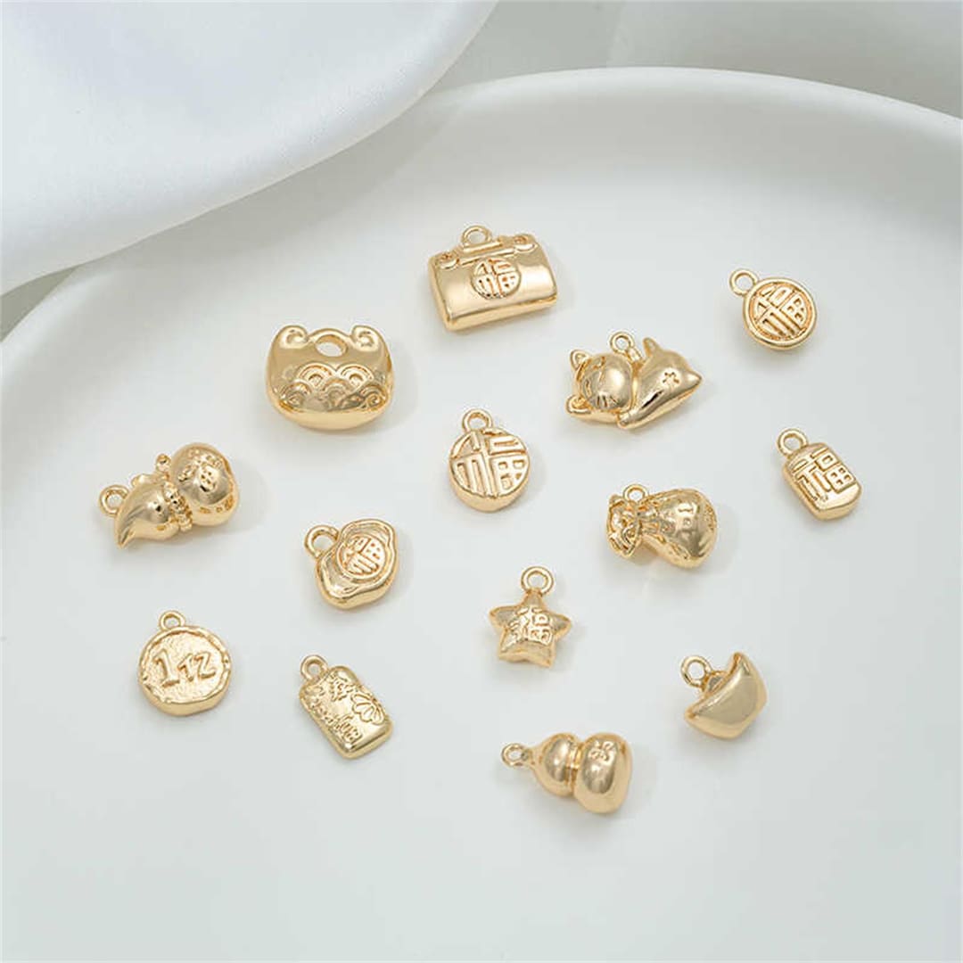 14K Gold Plated Good Fortune Charm Pendant,lucky Bracelet,cat Charm ...