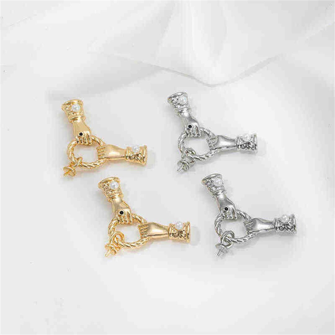 14K Gold Plated Round Connector With Cord End Cap, Hand Connector, Hand ...