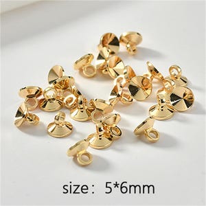 18K Gold Plated Bead End Cap With Loop,bead Cap,round Pendant Cap for ...