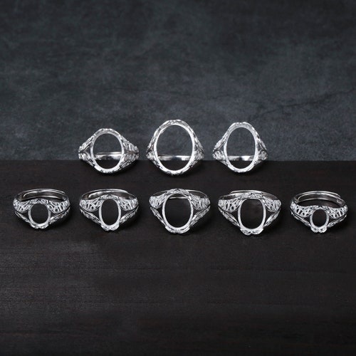 Sterling Silver Ring Setting S925 Silver Oval Bezel Cup - Etsy