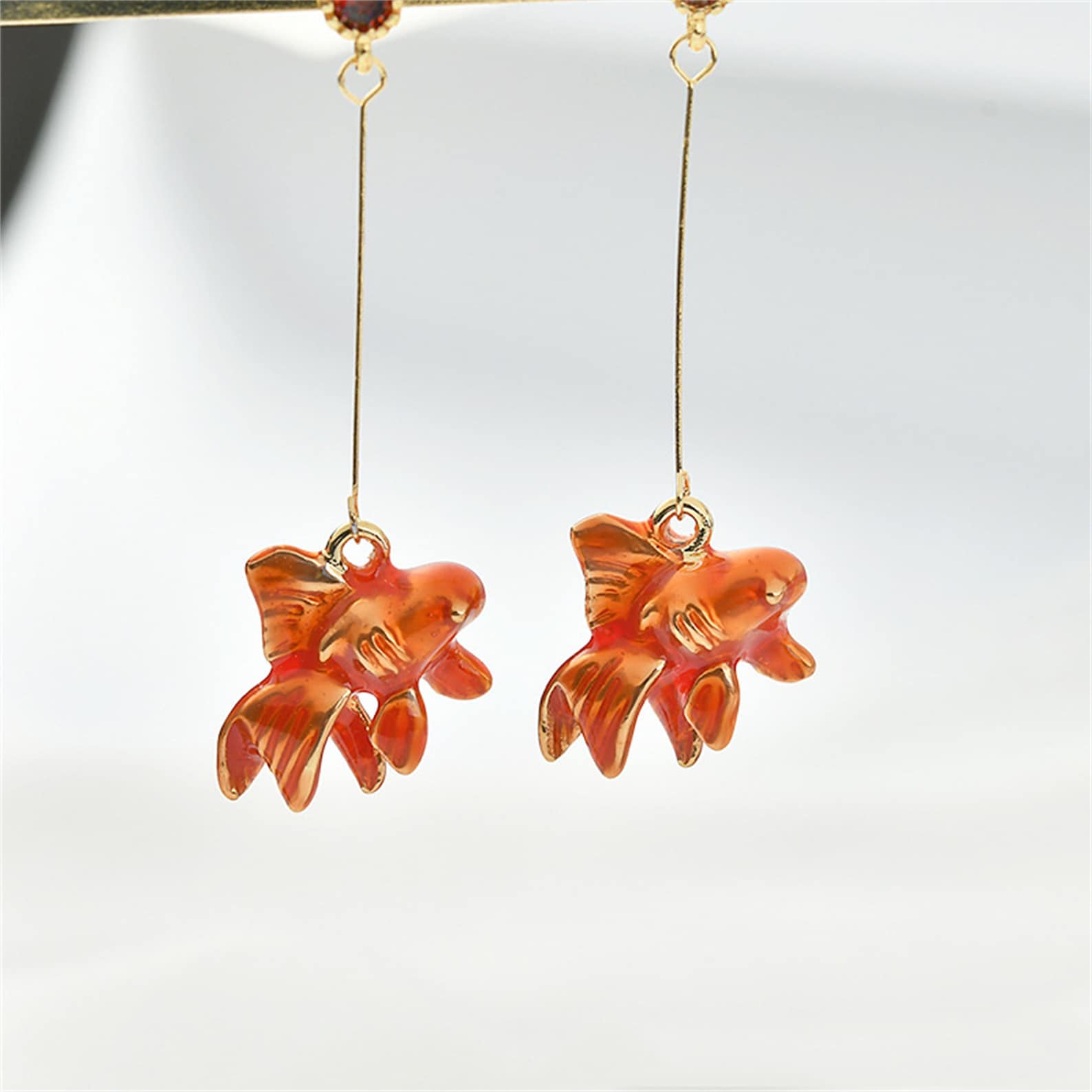 18K Gold Plated Red Enamel Goldfish Charm Pendant, Fish Bracelet ...