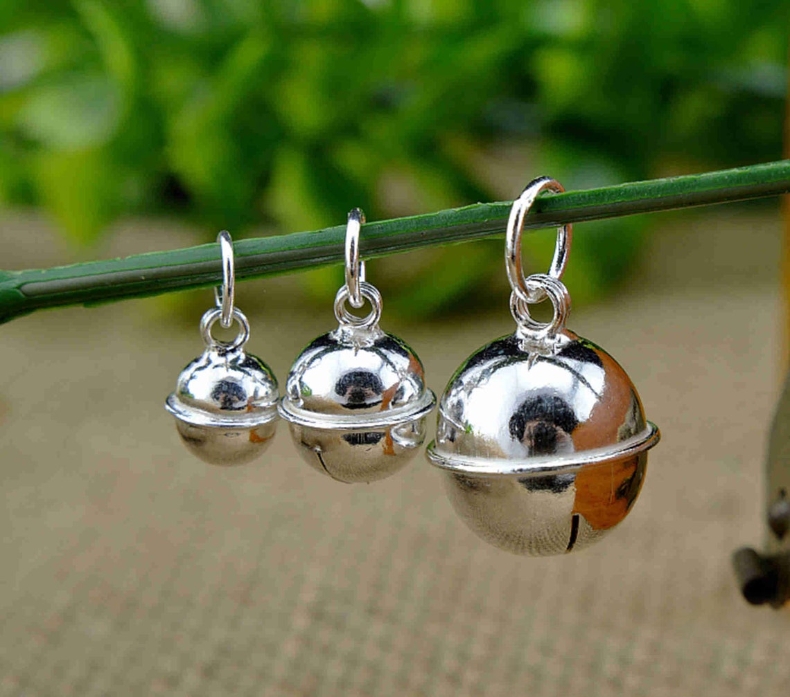 Sterling Silver Bell Charm, S990 Silver Bell Charm for Jewelry Making ...