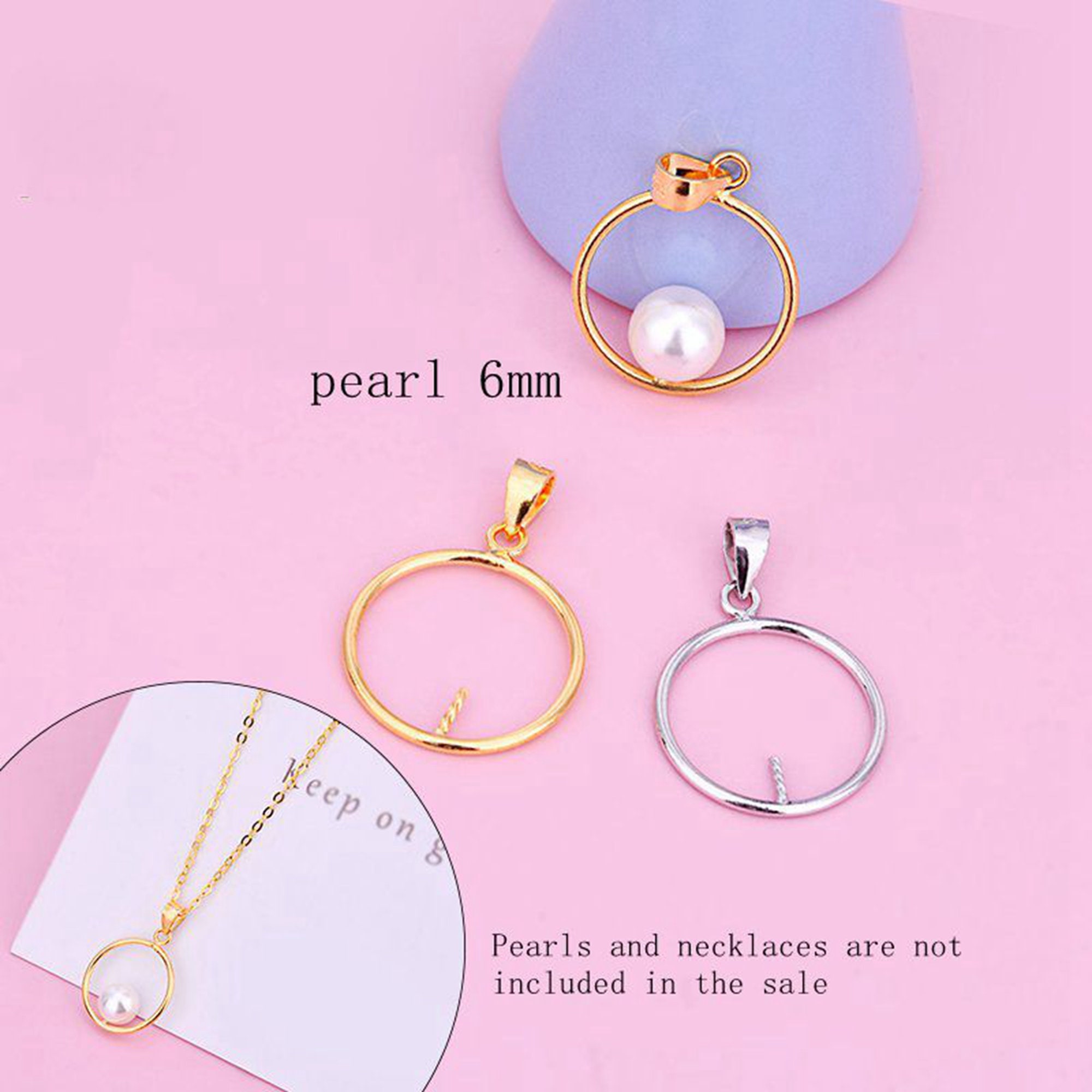 Sterling Silver Round Circle Frames Charm Fits 6mm Pearls - Etsy