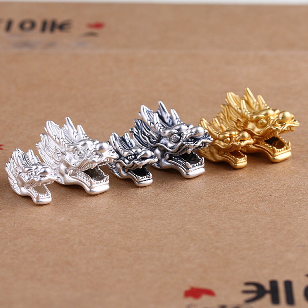 Sterling Silver Dragon Beads 3D, Silver Dragon Head Beads, S999 Silver ...