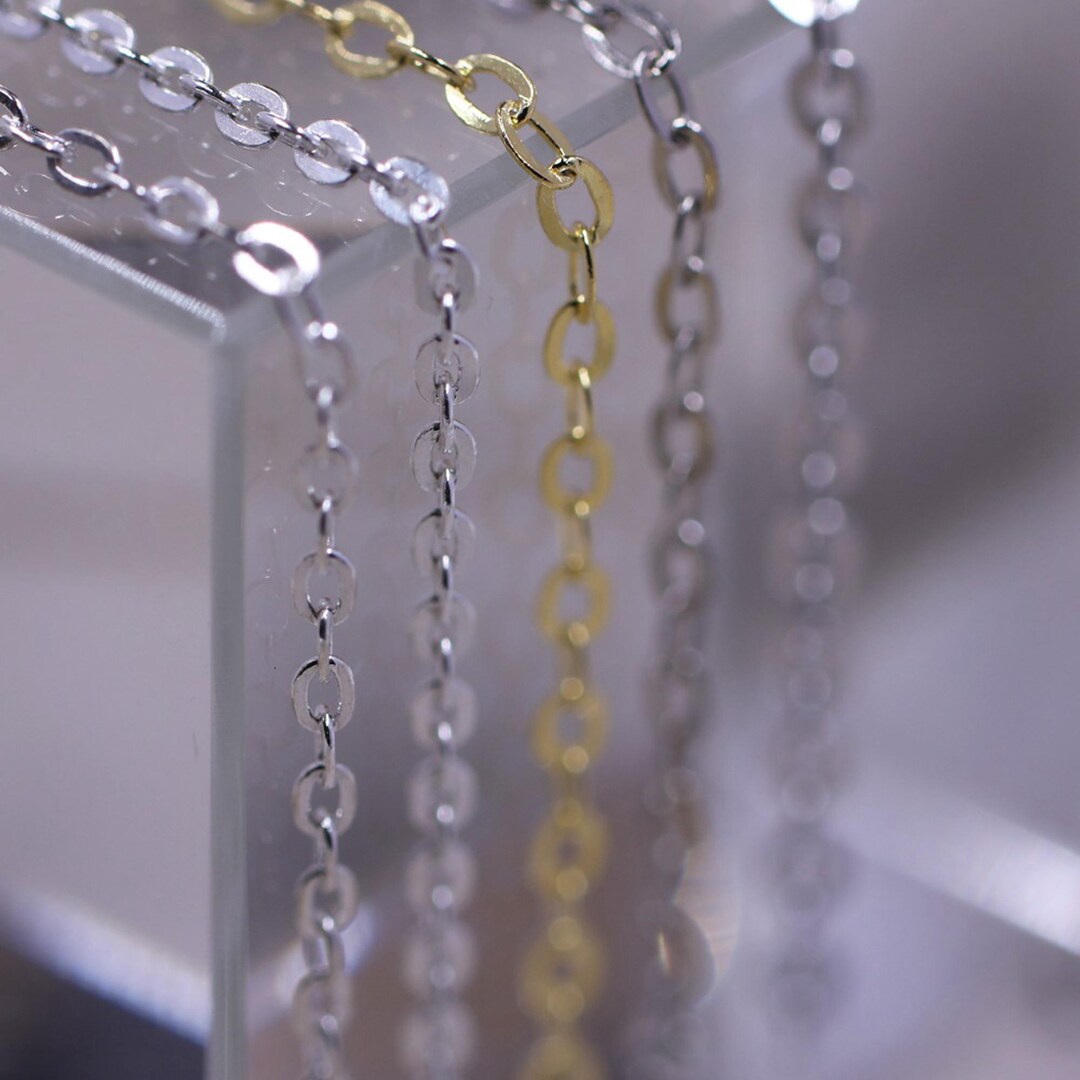 39" Sterling Silver Cable Chain, S925 Silver Cable Chain for Jewelry ...