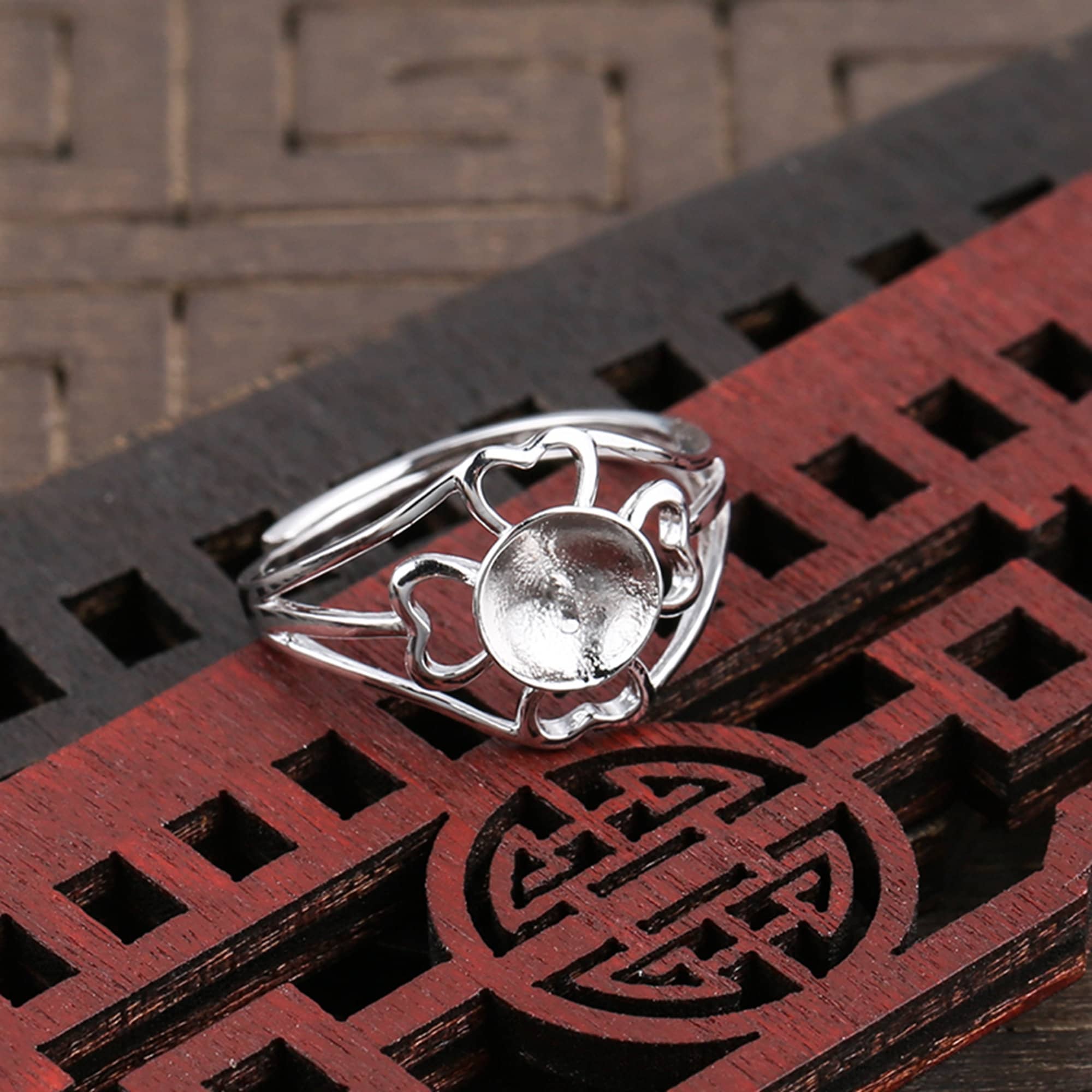 Sterling Silver Ring Setting S925 Silver Heart Ring Setting - Etsy