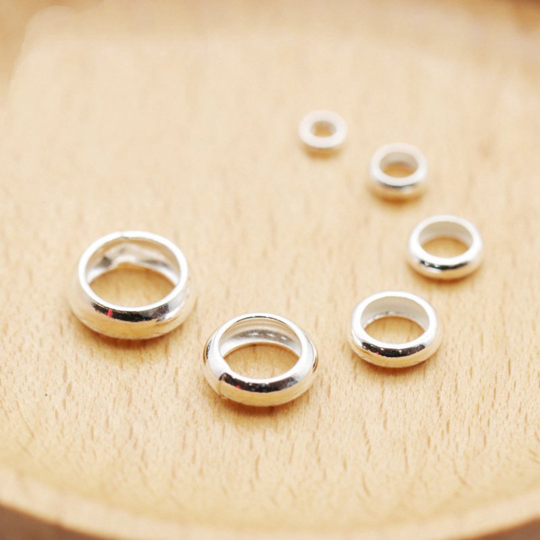 Sterling Silver Ring Beads, Tire Bead, Rolo Type Beads, Large Hole ...
