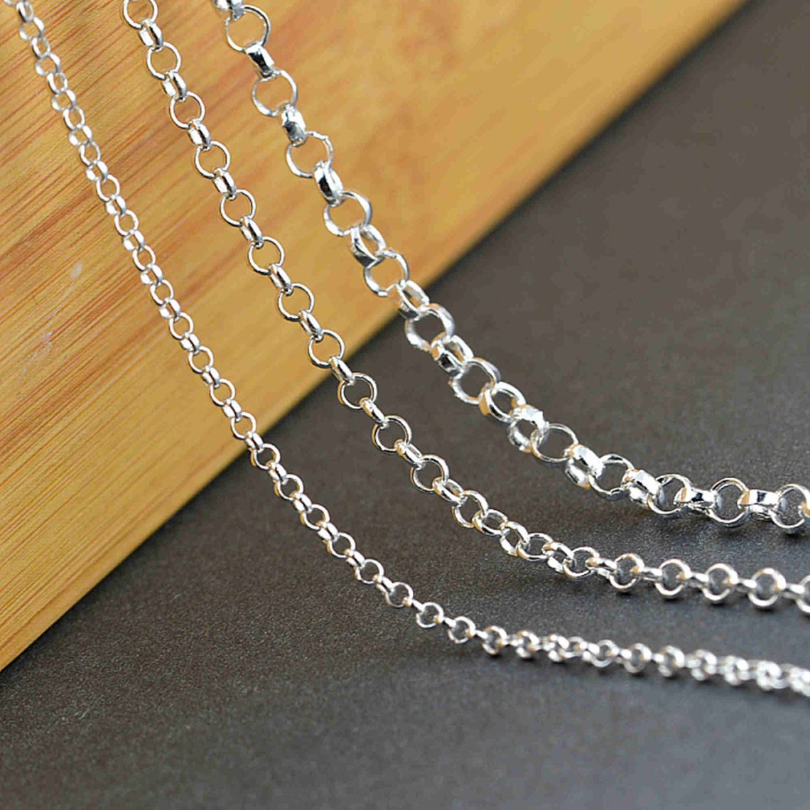 Sterling Silver Oval Rolo Chain S925 Silver Oval Belcher - Etsy