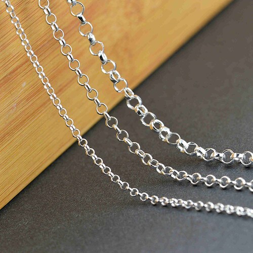 Sterling Silver Oval Rolo Chain S925 Silver Oval Belcher - Etsy